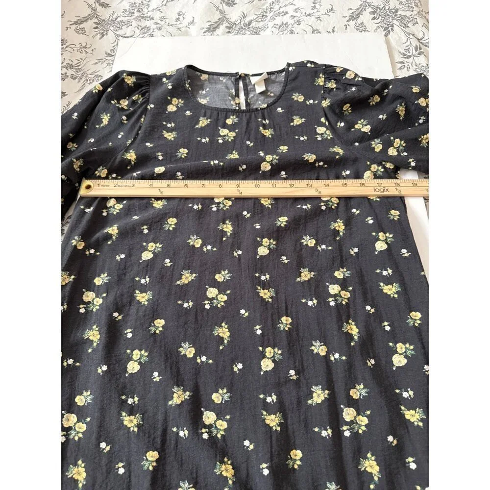 H&M | Dresses | Floral Print Prairie Cottage Core Dress Balloon Sleeves ...